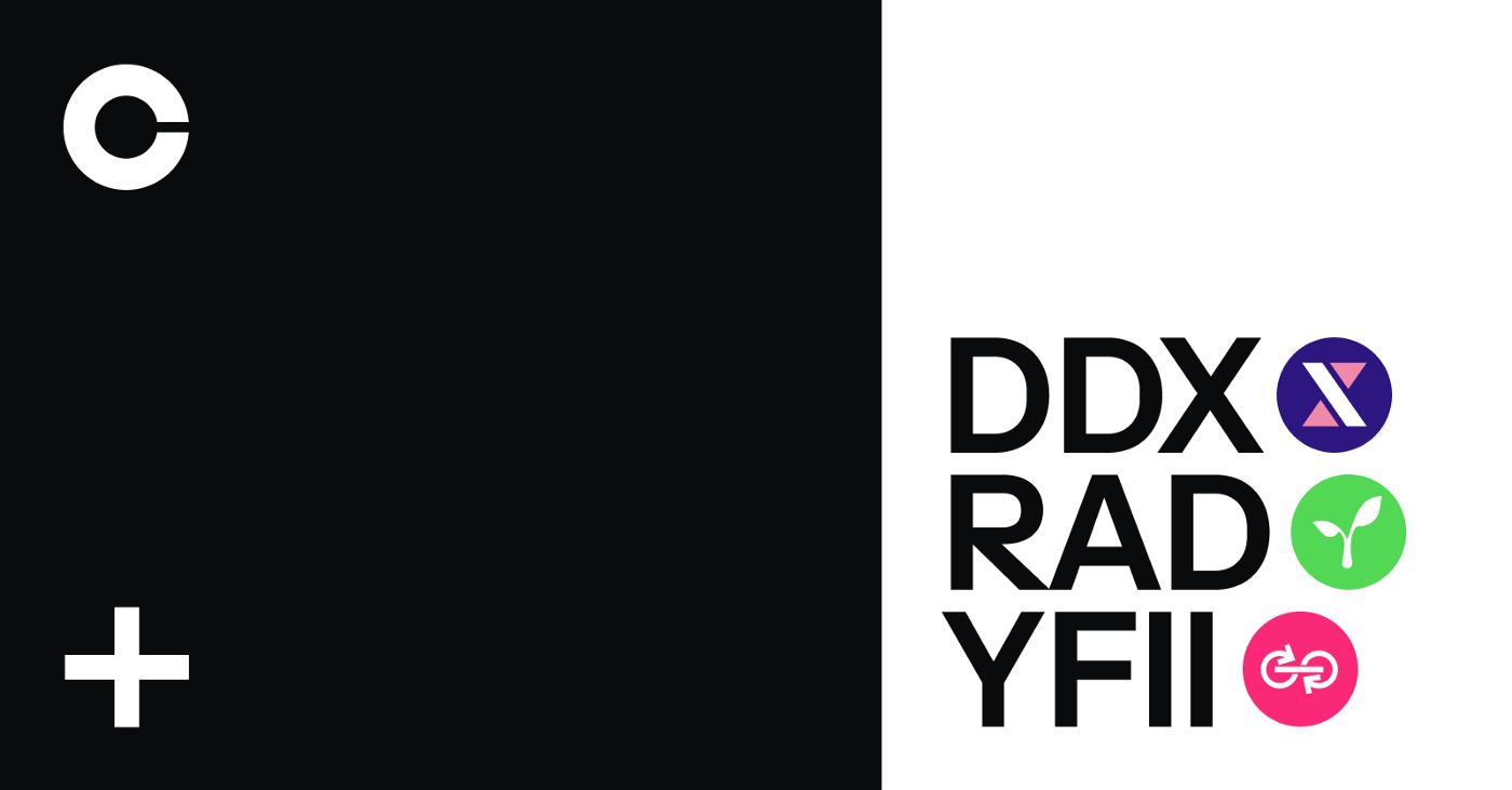DerivaDAO (DDX), DFI.money (YFII) and Radicle (RAD) are launching on Coinbase Pro