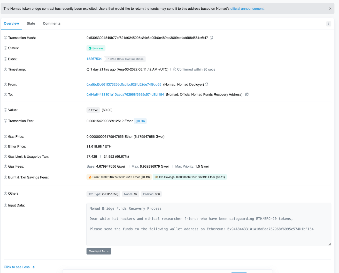 Nomad Bridge incident analysis